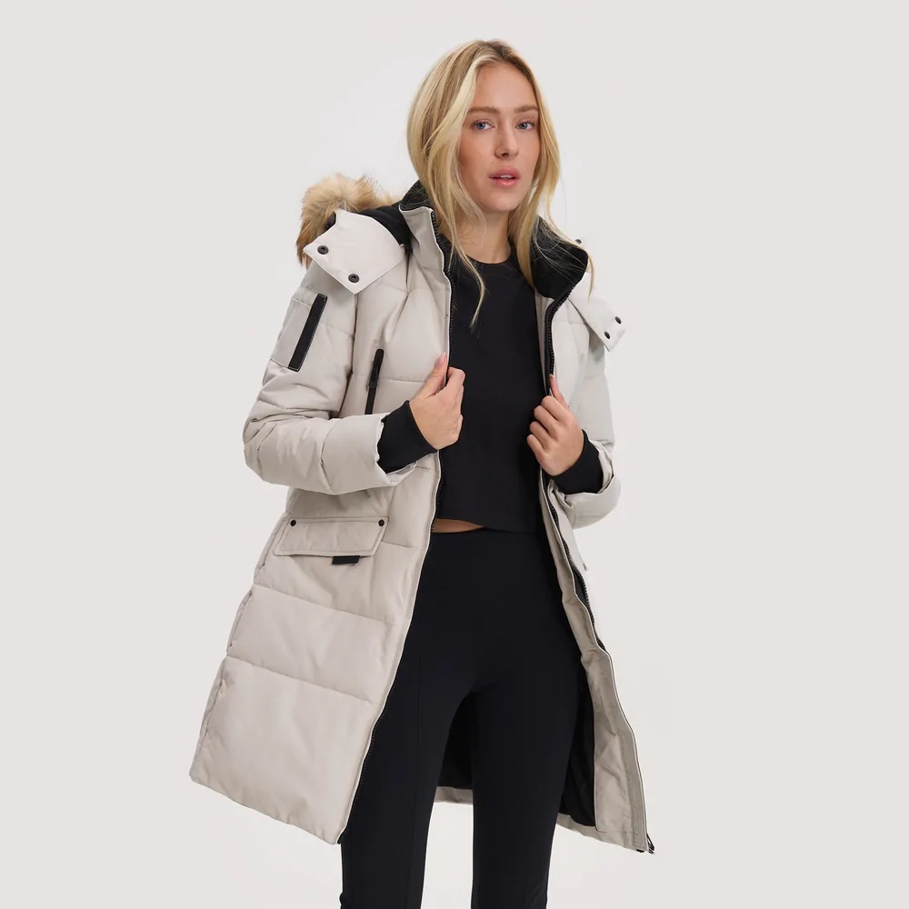 Noize Addie Long Length Parka In Snow - Cruelty Free - Gem